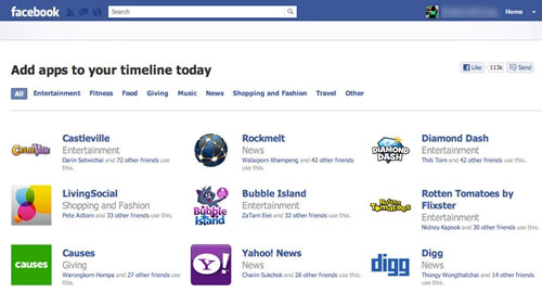 Facebook เปิดตัว Timeline Apps เพิ่มอีกกว่า 60 แอพฯ